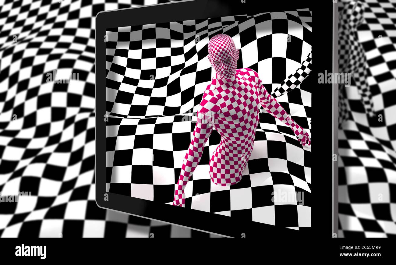 Checkered art composition red man hi-res stock photography and images ...