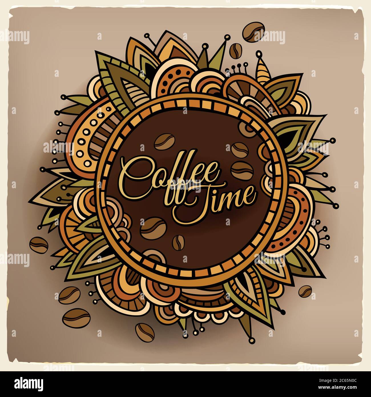 Coffee time decorative border label design Stock Vector Image & Art - Alamy