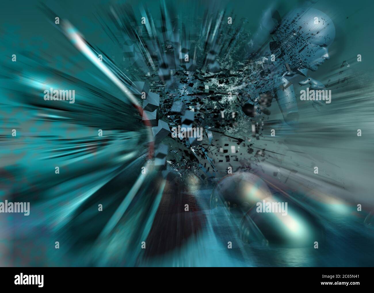 Checkered composition background on blue background with radial blur ...