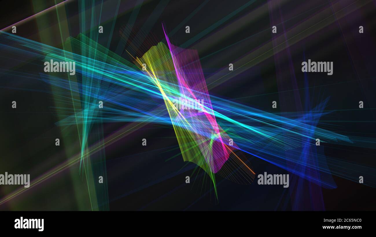 Abstract 3d rendering science fiction background of glowing rainbow ...
