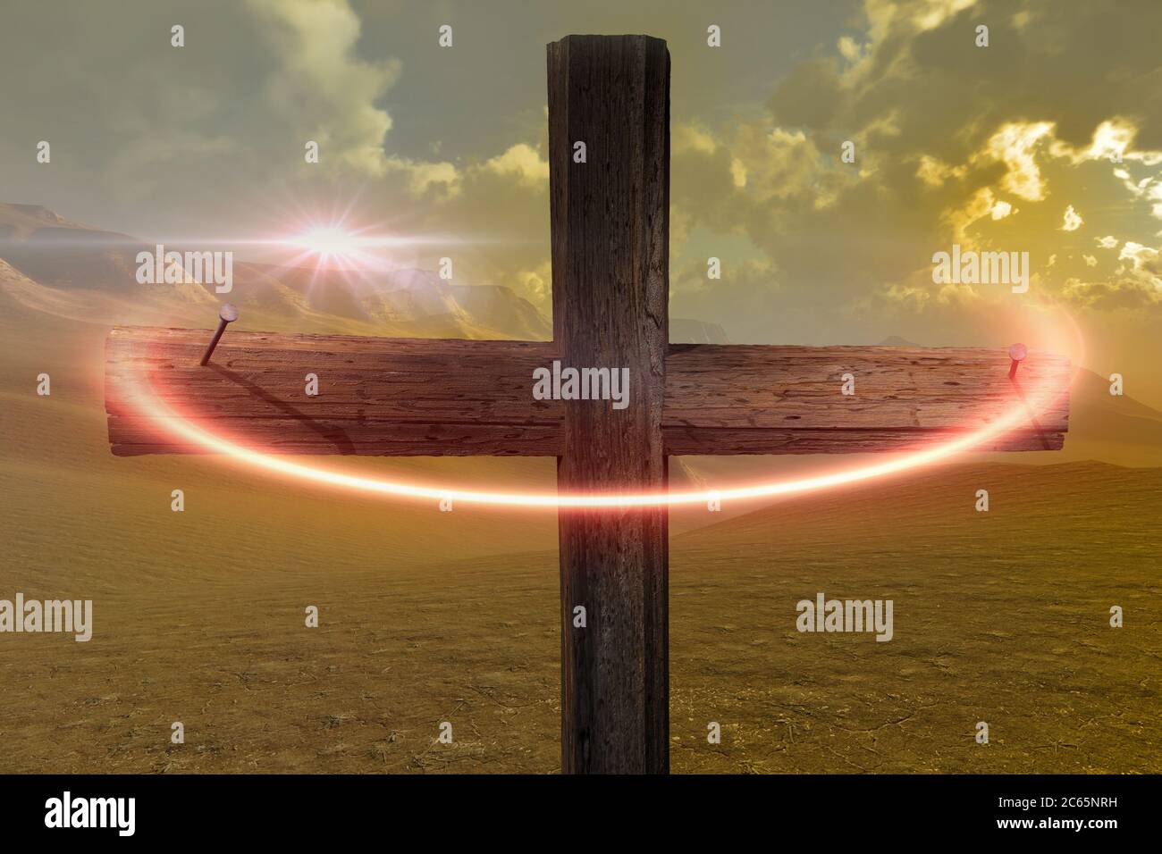 The cross end two nails made in 3d software Stock Photo - Alamy