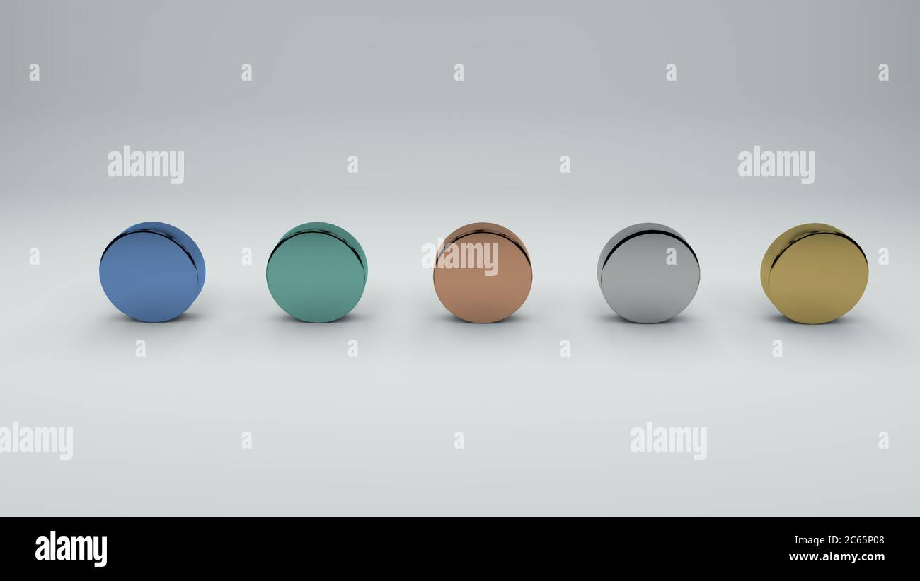 3D rendering of a round metal shading illustration on white background ...