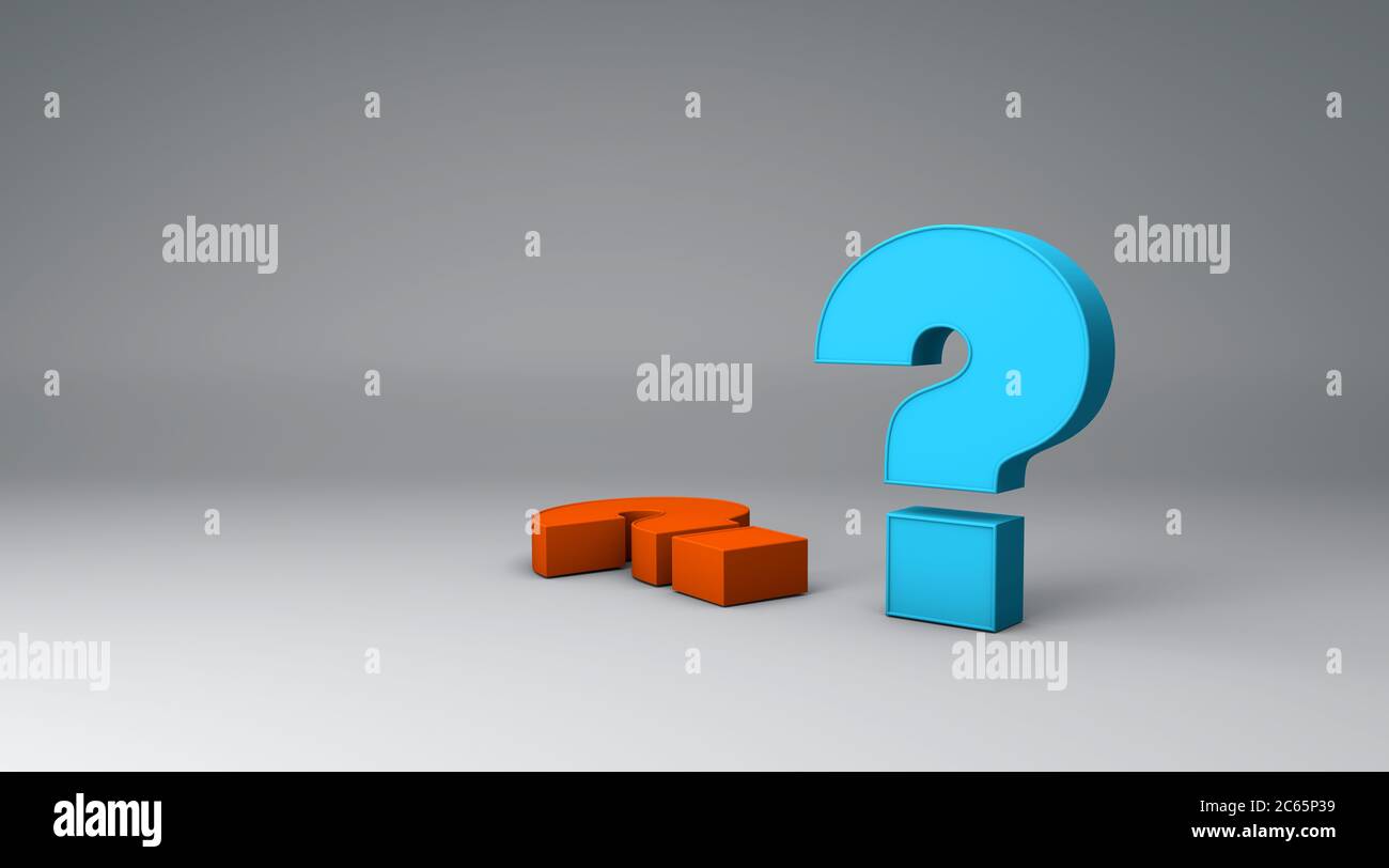 3D rendered illustration question mark and grey background Stock Photo ...