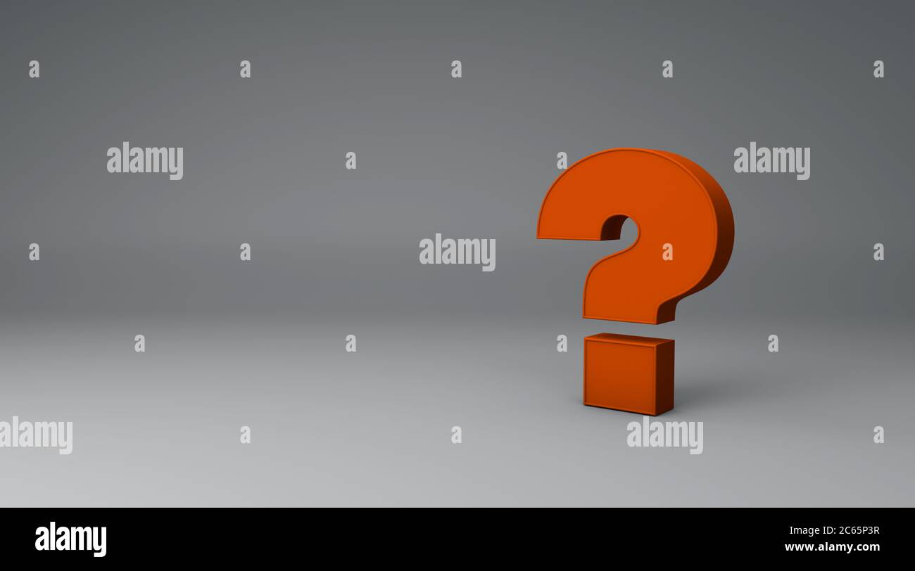 3D rendered illustration question mark and grey background Stock Photo ...