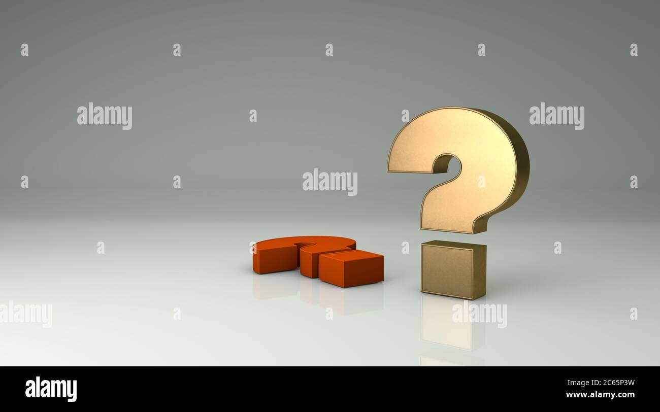 3D rendered illustration question mark and grey background Stock Photo ...