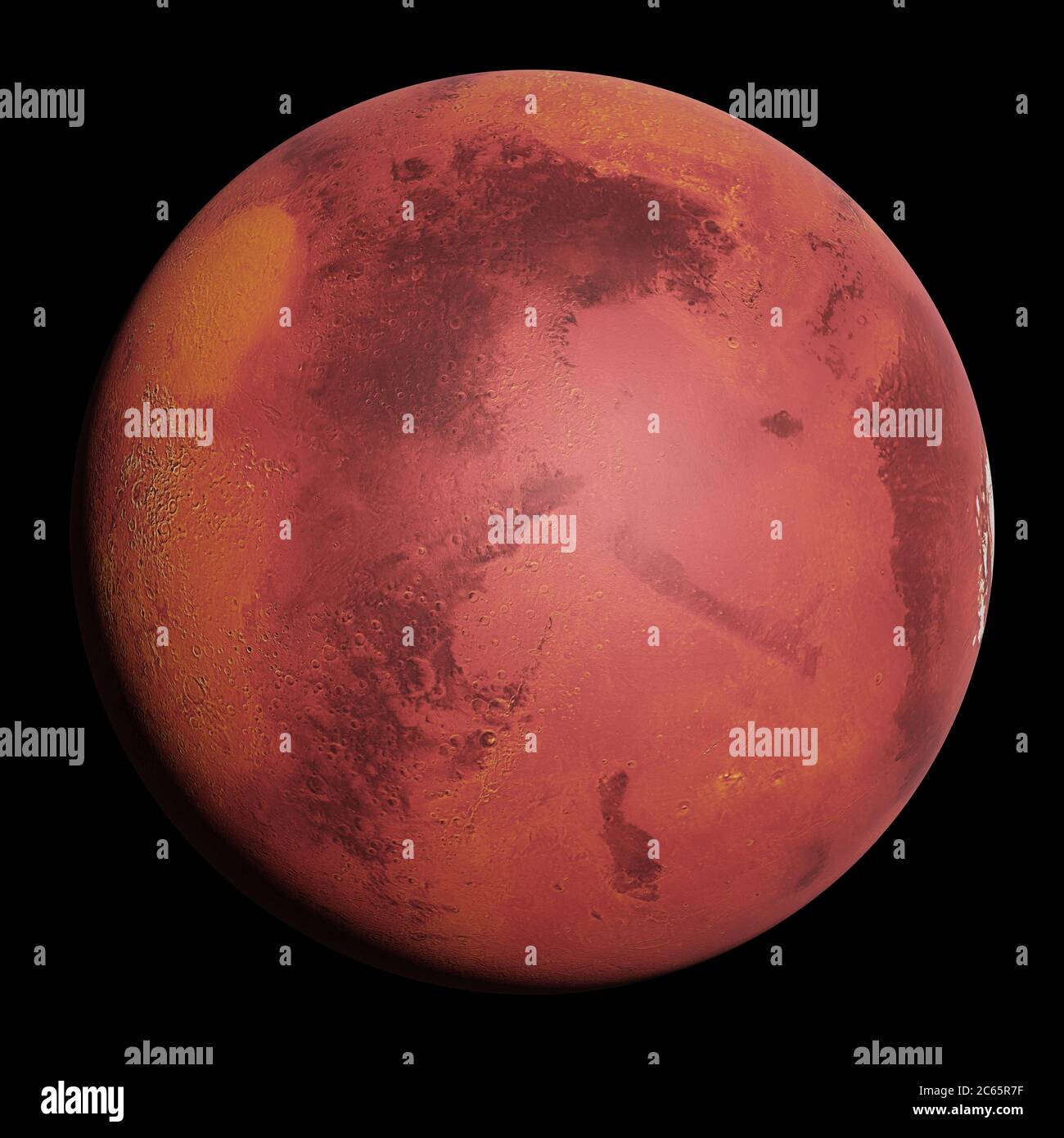 planet Mars in natural colors isolated on black background Stock Photo ...