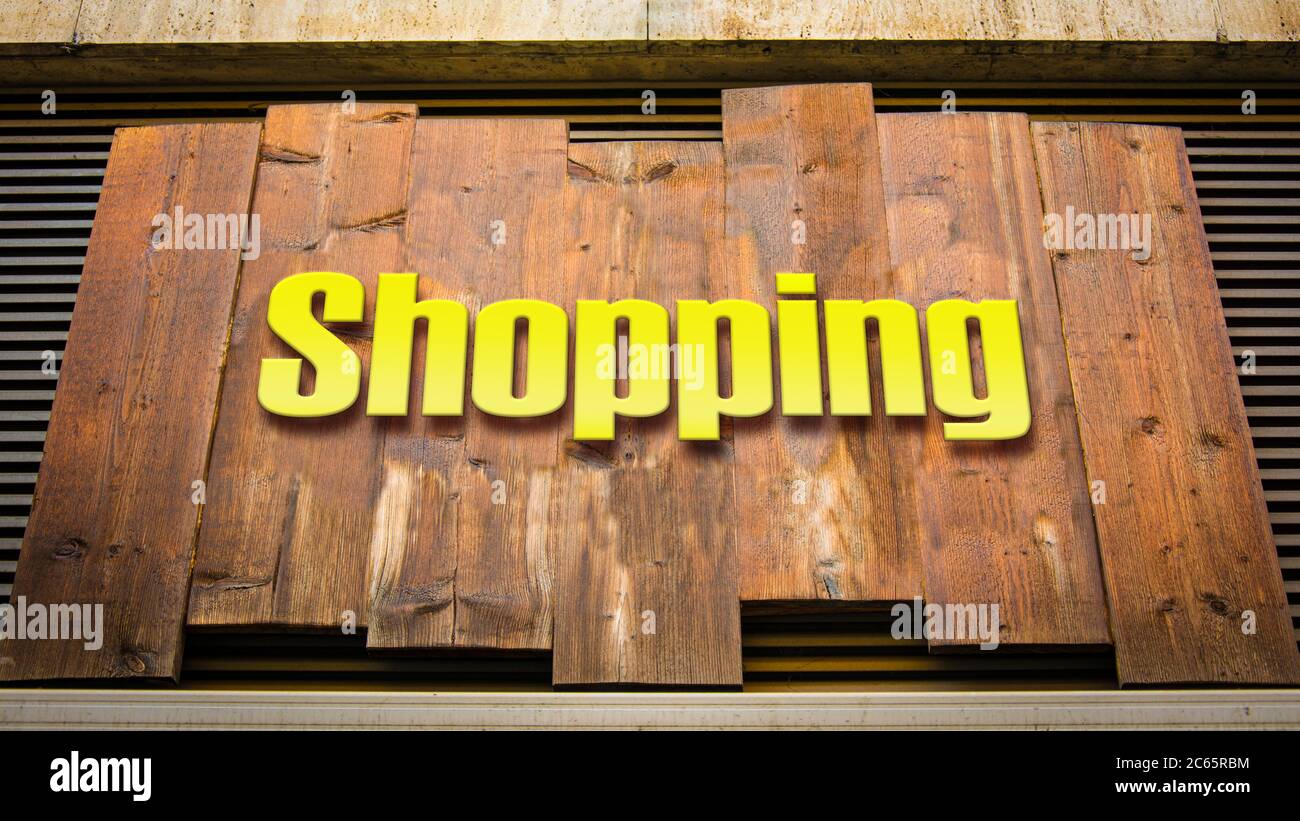 Street Sign the Direction Way to to Shopping Stock Photo - Alamy