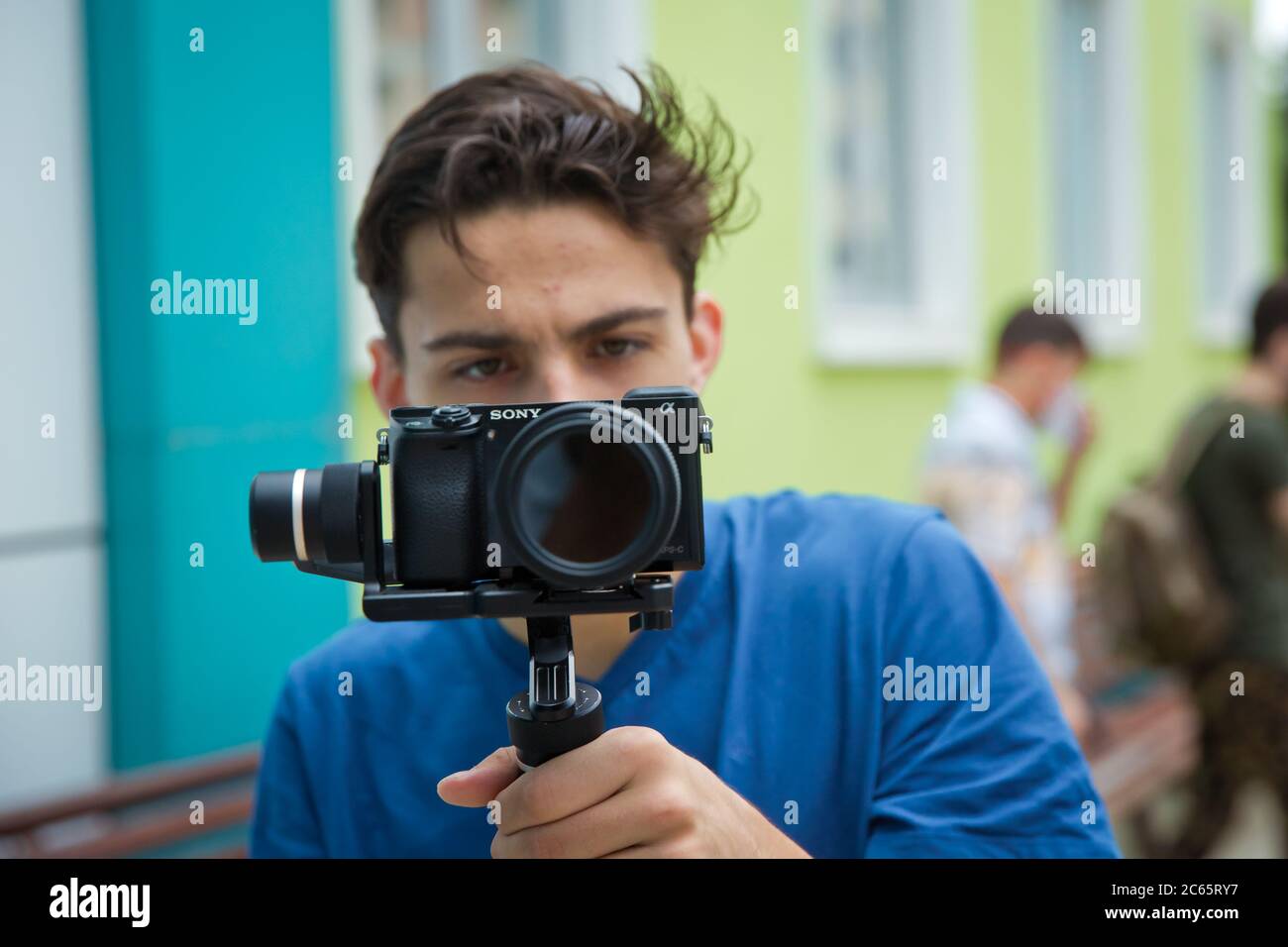 Gimbal Operator with black equipament - Stabilizer and camera ...