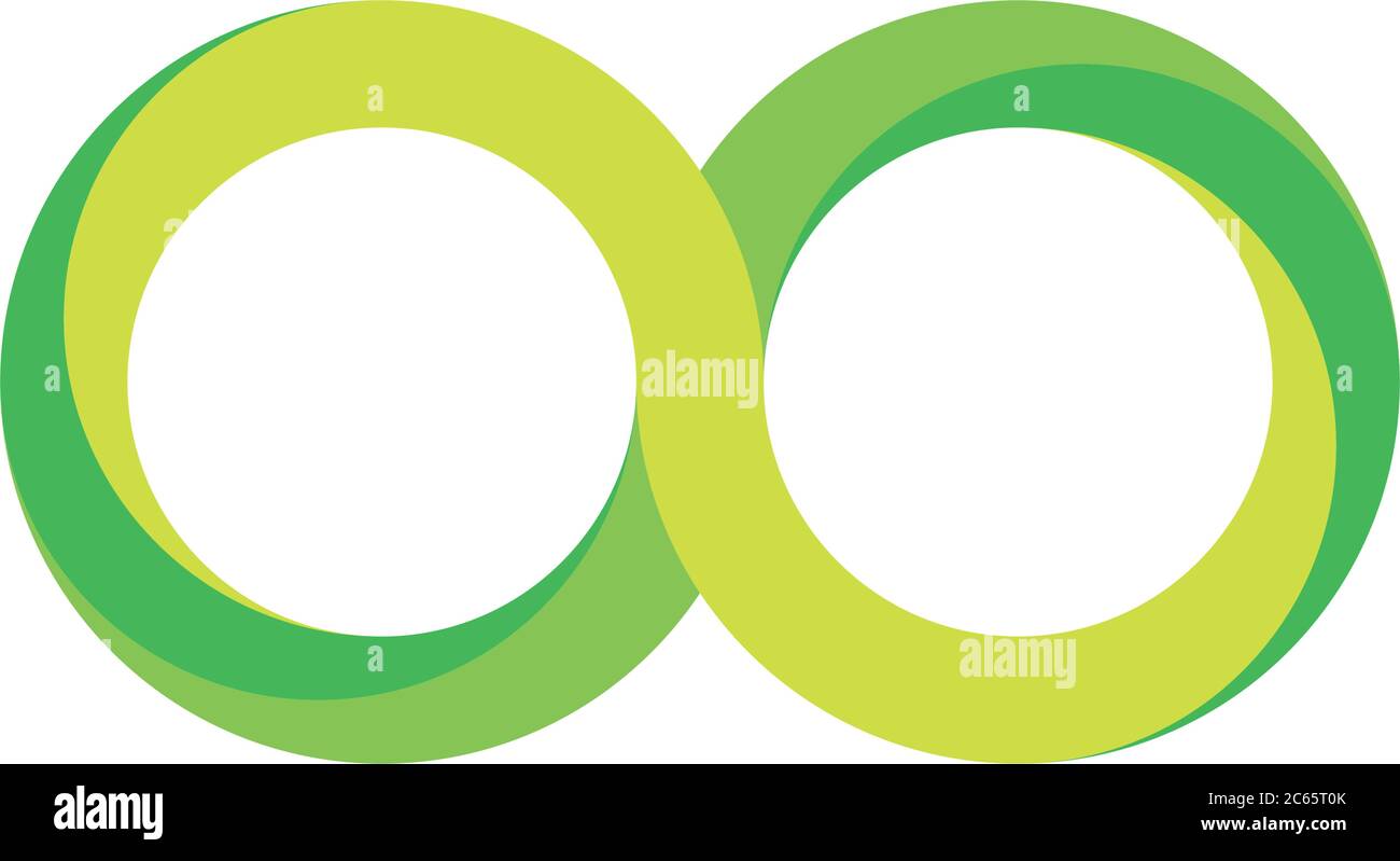 Green infinity symbol icon. 3D-like gradient design effect. Vector ...