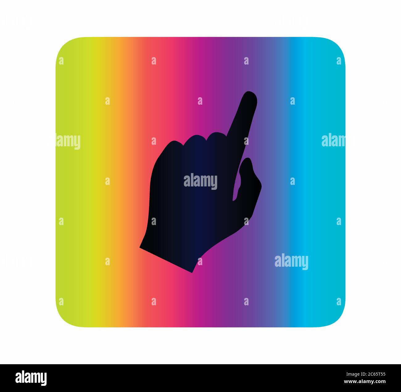 pointing finger hand pointer flat vector illustration on neon gradient ...