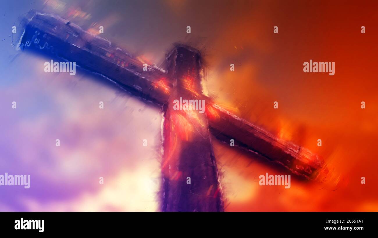 Wooden cross against the sky with shining rays Stock Photo - Alamy