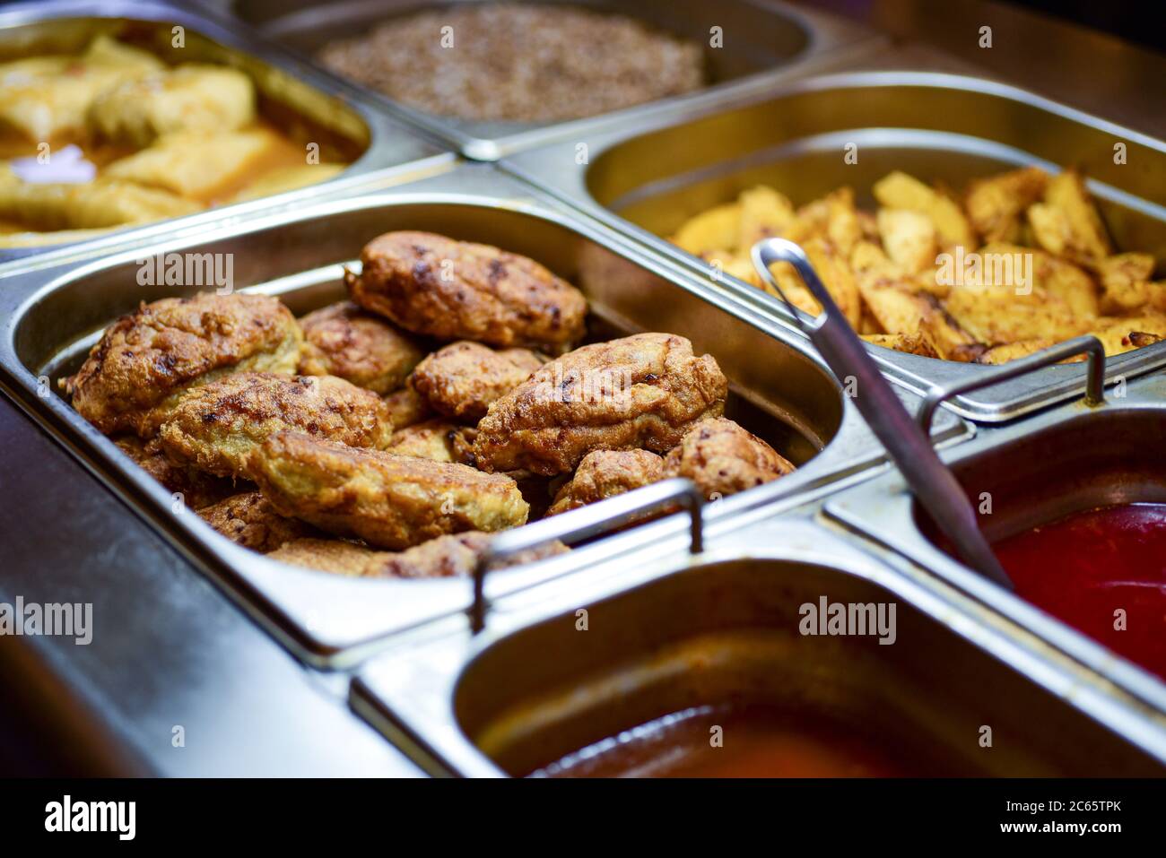 Food in a buffet tray in a Russian restaurant Stock Photo - Alamy