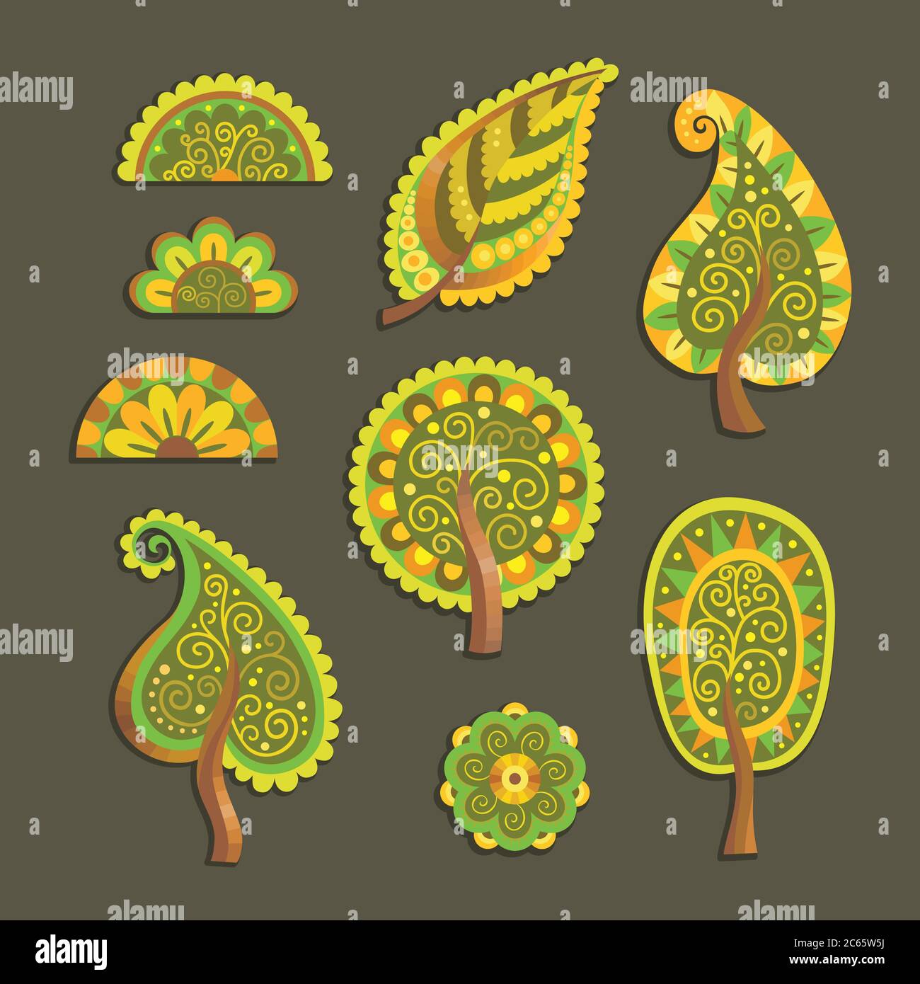 Decorative flat style vector trees Stock Vector Image & Art - Alamy