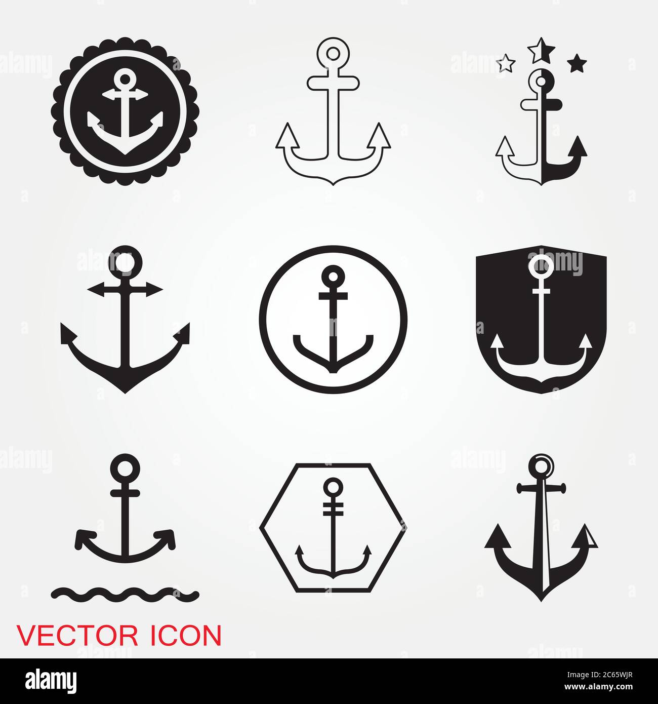 Anchor icon. Anchored flat vector icon for apps and websites Stock ...