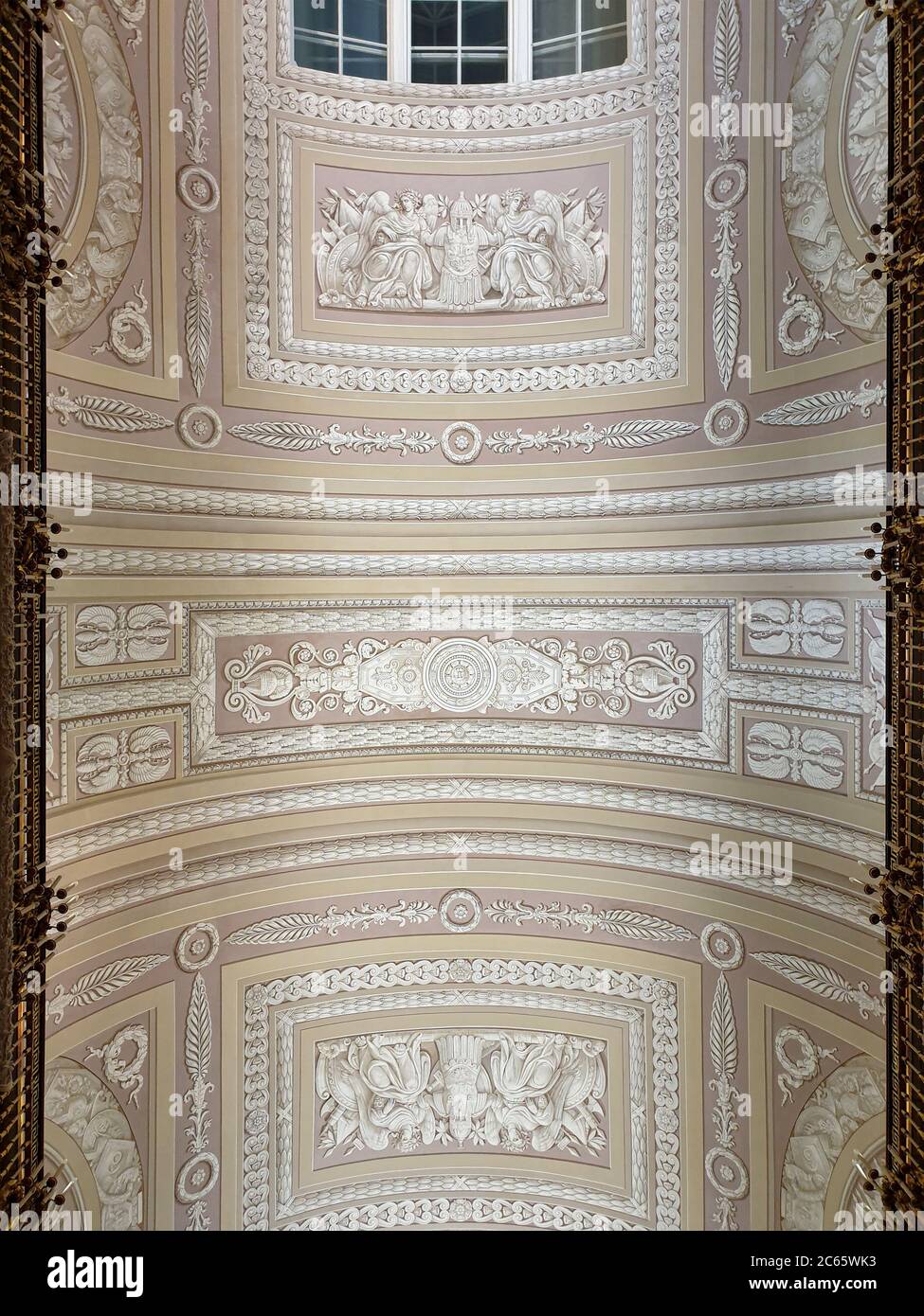 Patterned ceiling with paintings in the Hermitage in Russia Stock Photo ...