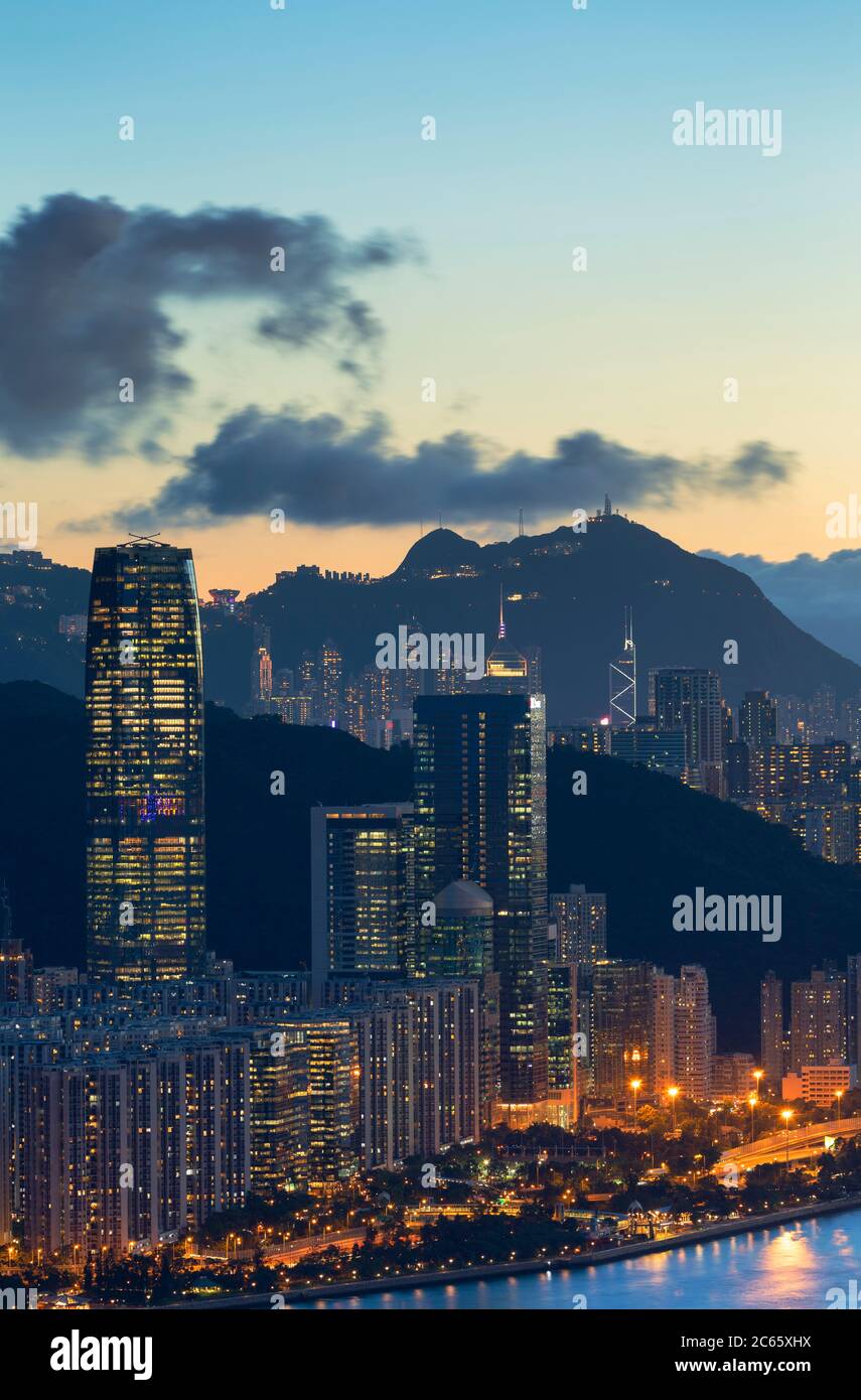Skyline of Hong Kong Island at sunset, Hong Kong Stock Photo - Alamy