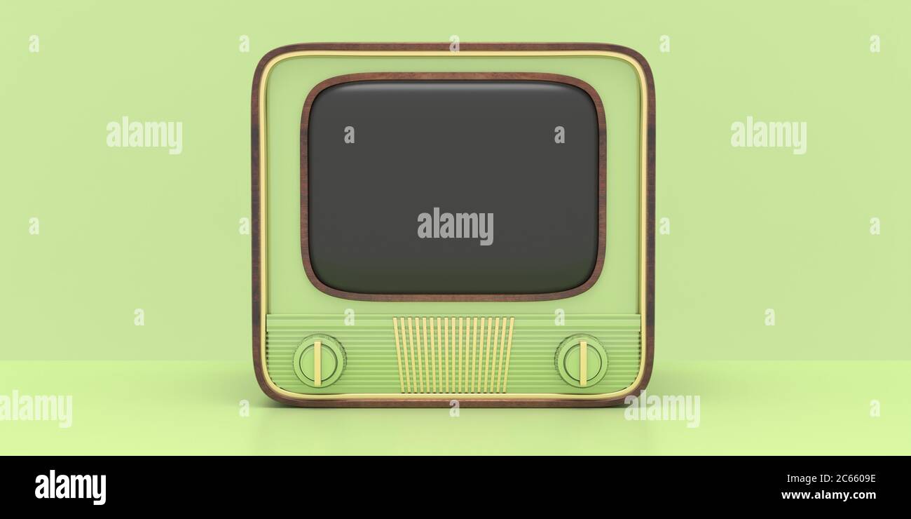 TV vintage. Retro old television receiver with blank empty screen ...