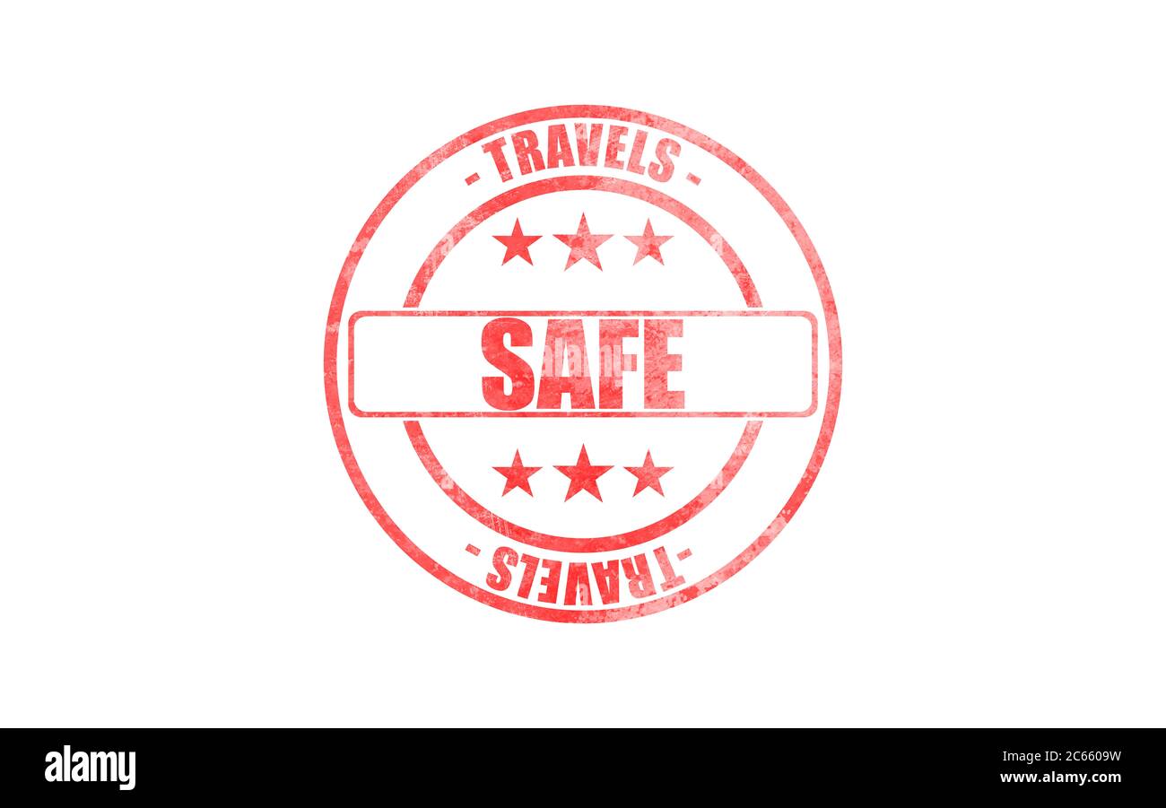 SAFE TRAVELS, PROTECTION stamp. Stamp with text safe travels isolated ...