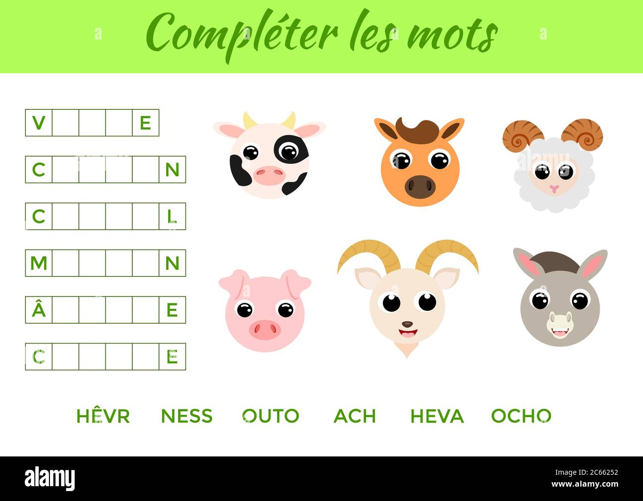 Compléter les mots - Complete the words, write missing letters ...