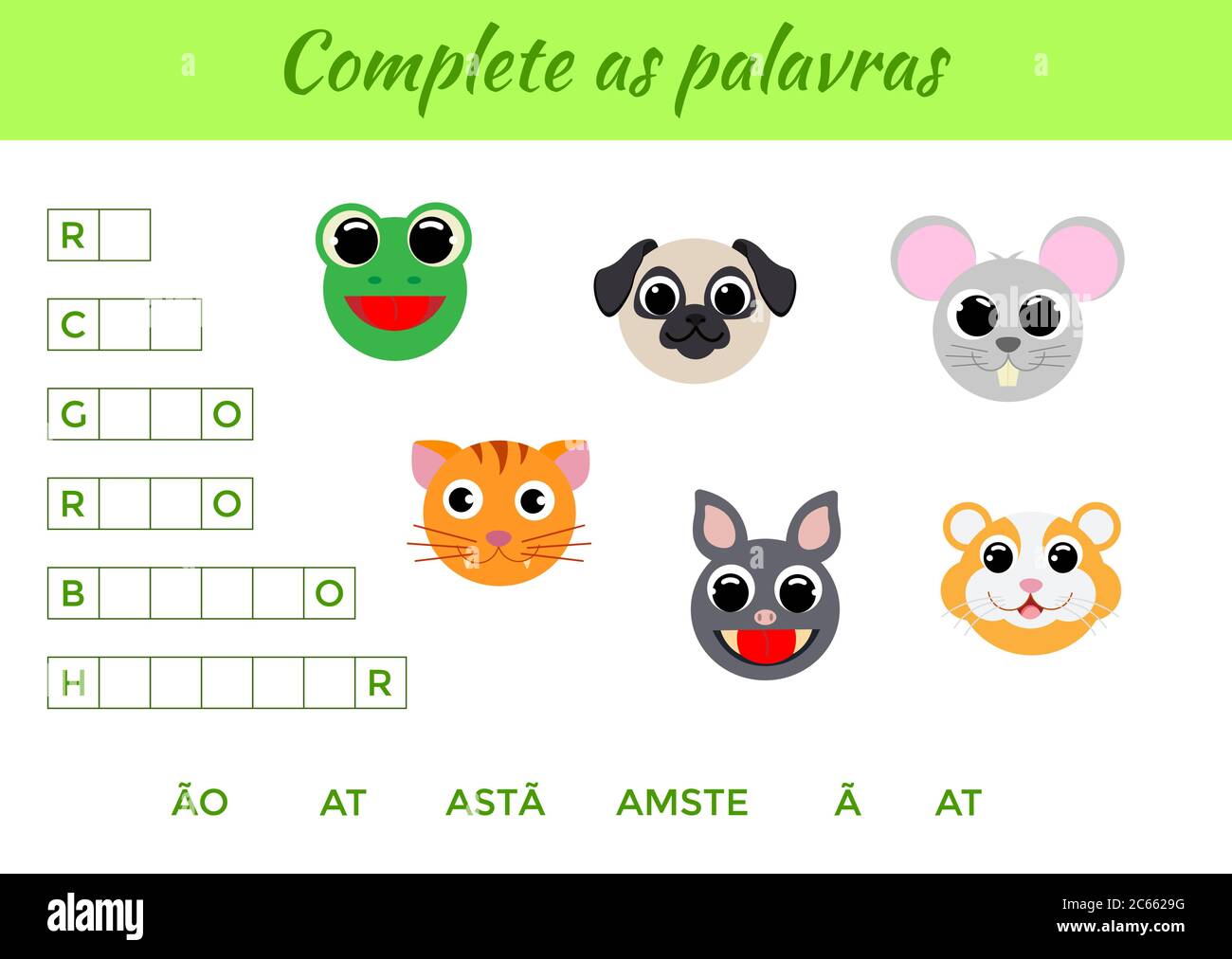 Complete as palavras - Complete the words, write missing letters ...