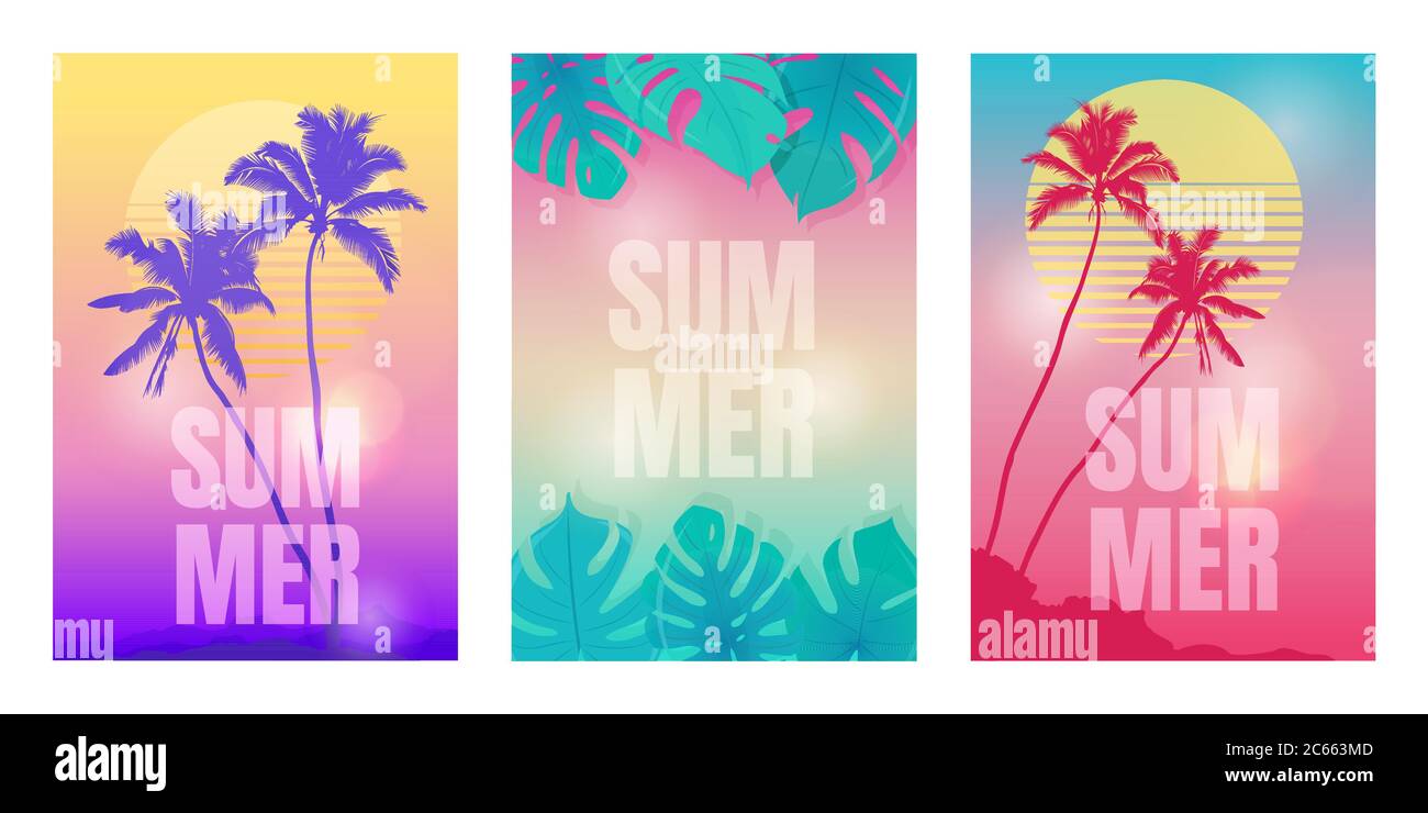 Retro sun palm trees Cut Out Stock Images & Pictures - Alamy