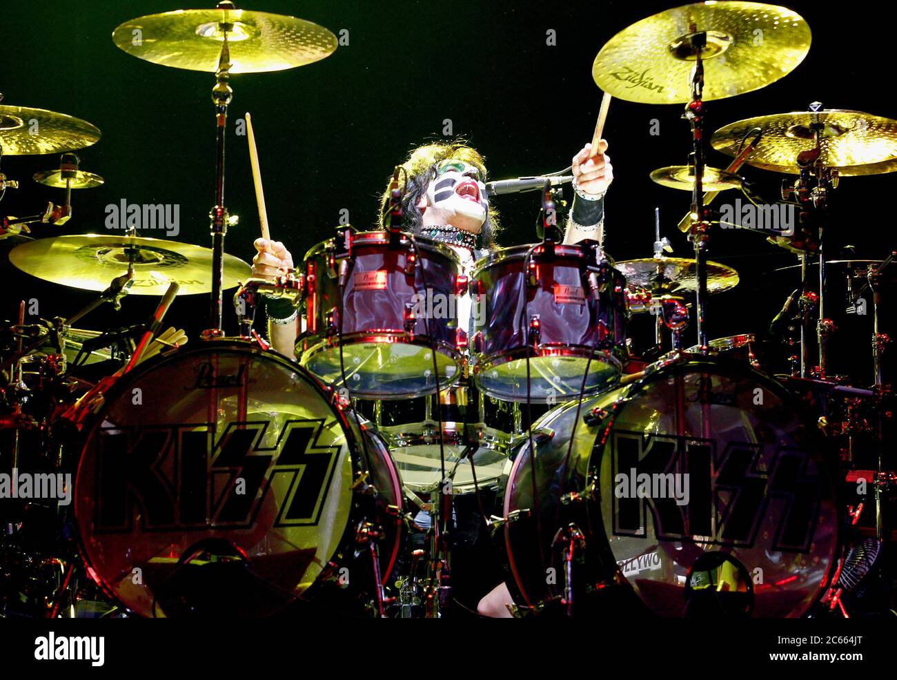 Drummer Eric Singer performs with KISS at the Hard Rock Live Arena in ...