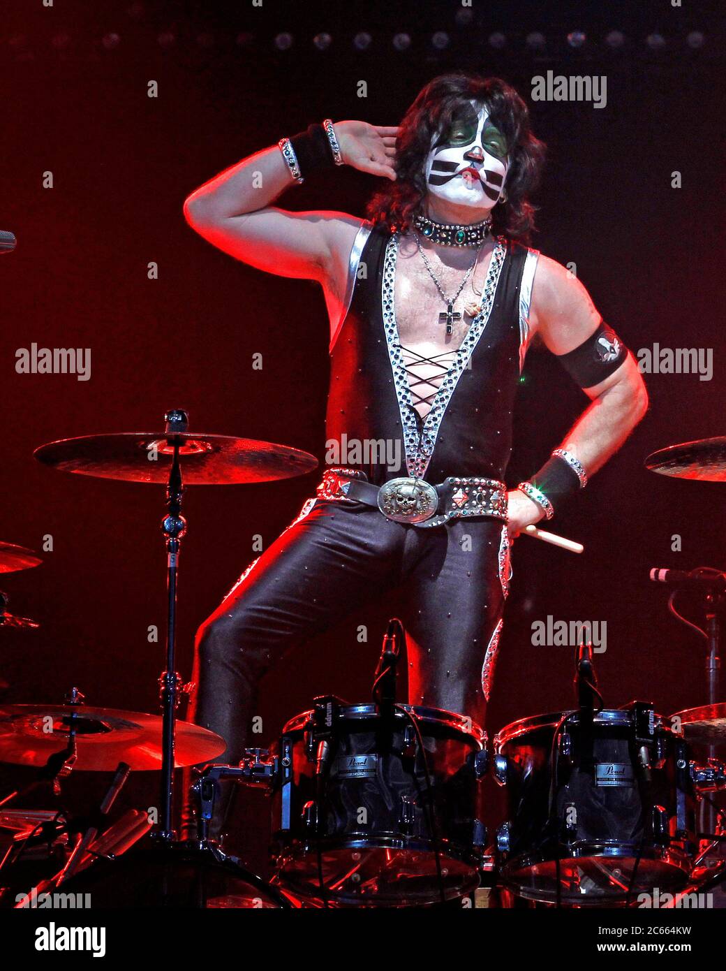 Drummer Eric Singer performs with KISS at the Hard Rock Live Arena in ...