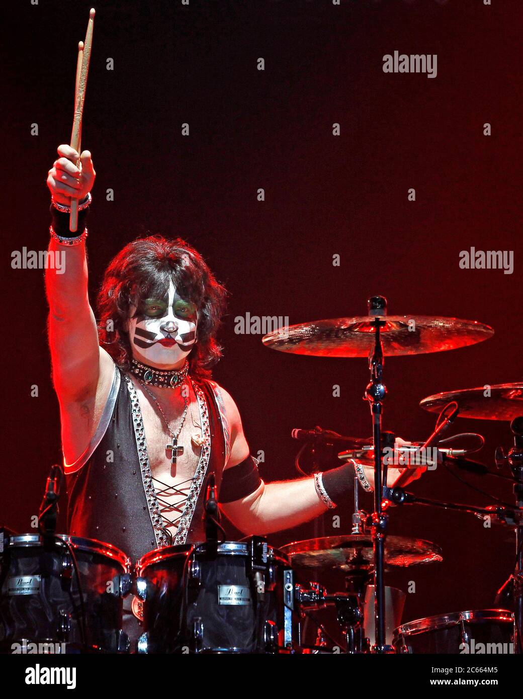 Drummer Eric Singer performs with KISS at the Hard Rock Live Arena in ...