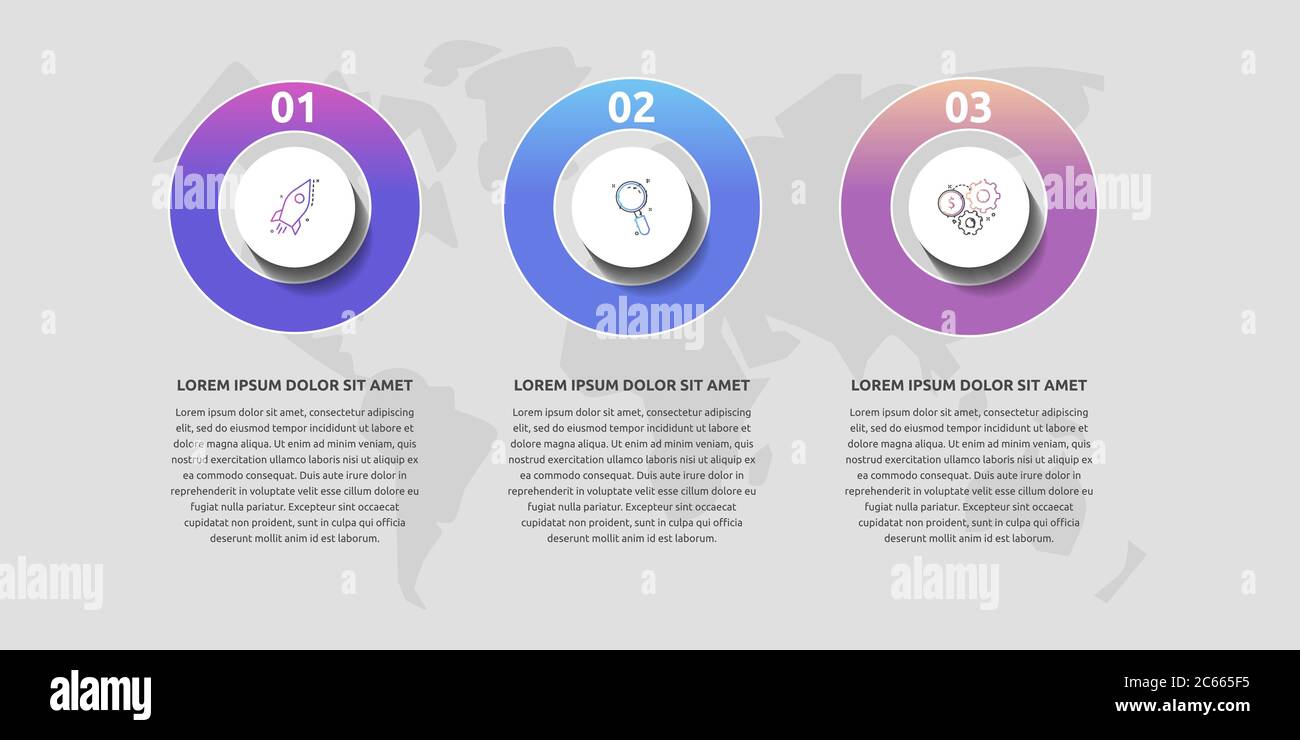 Vector template circle infographics. Business concept with 3 options and parts. Three steps for ...