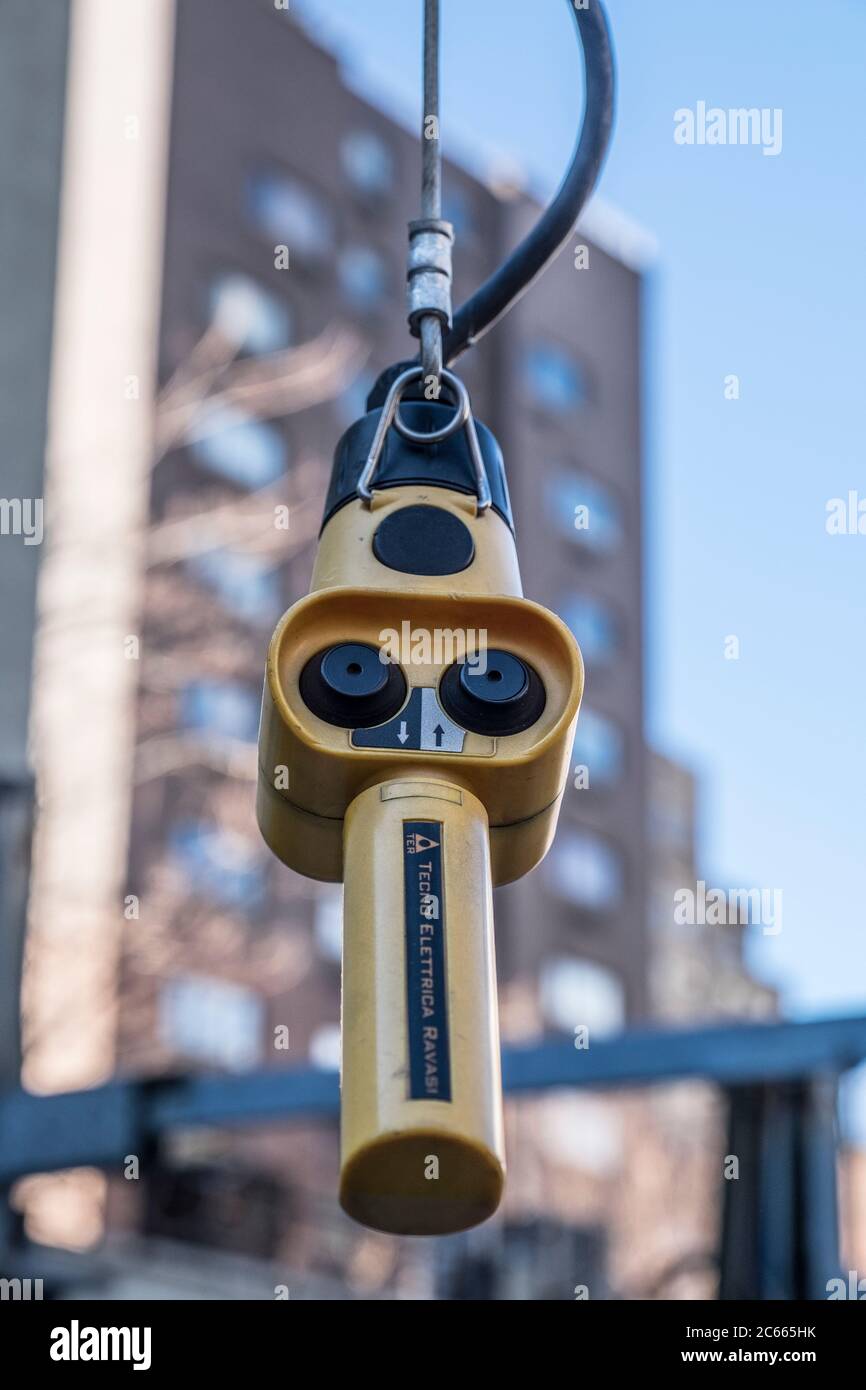 Remote control for a lifting platform in a parking lot in New York, USA ...