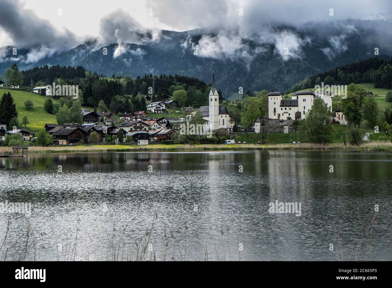Mountain lake in Goldegg, Salzburger Land, Austria Stock Photo - Alamy