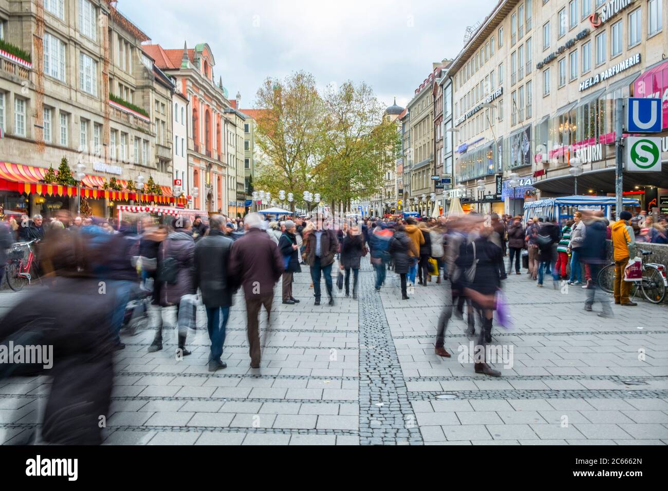Pedestrian zone with many people, Munich, Bavaria, Germany Stock Photo ...