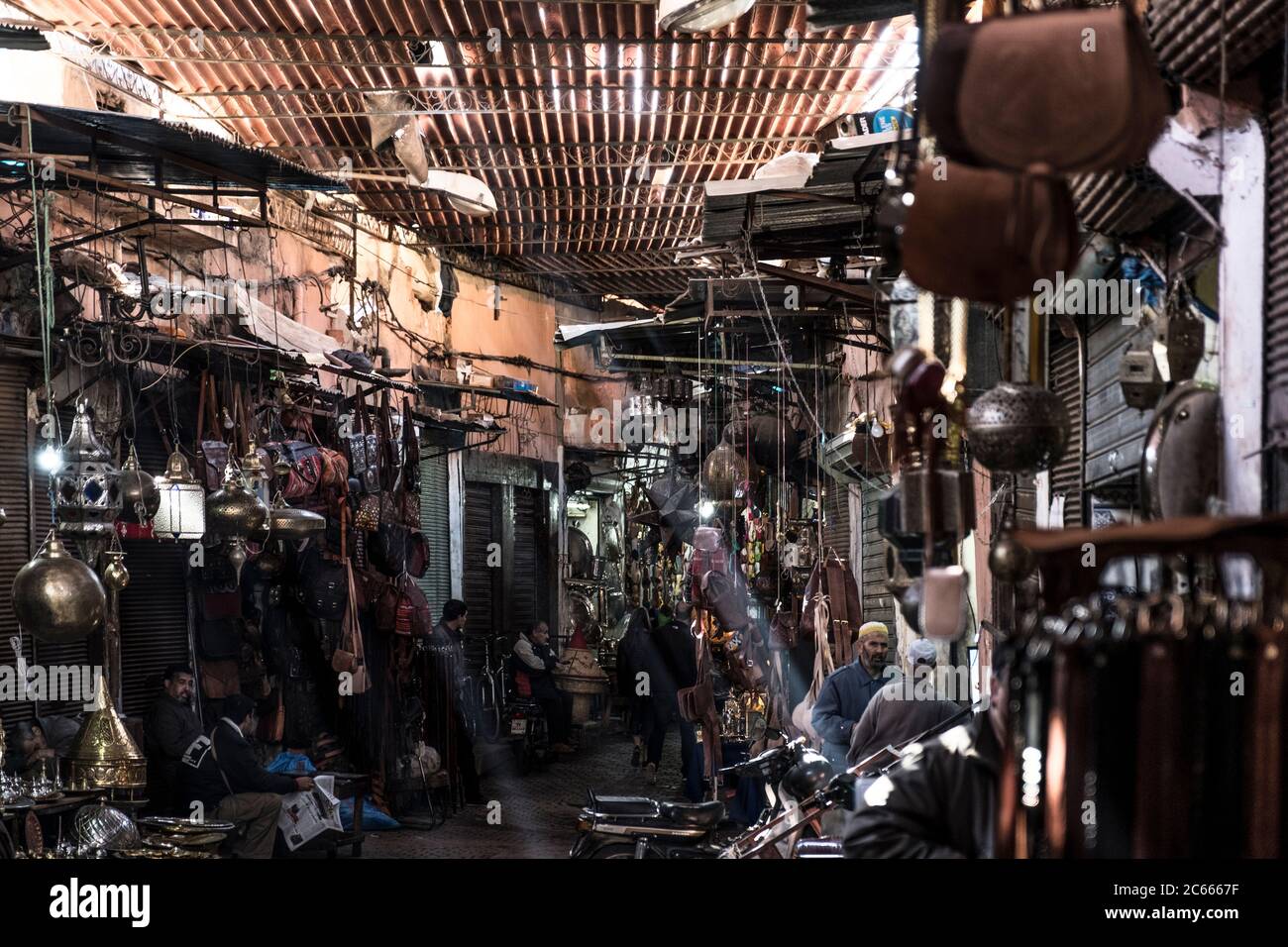 Shopping street in Marrakech, Morocco Stock Photo - Alamy