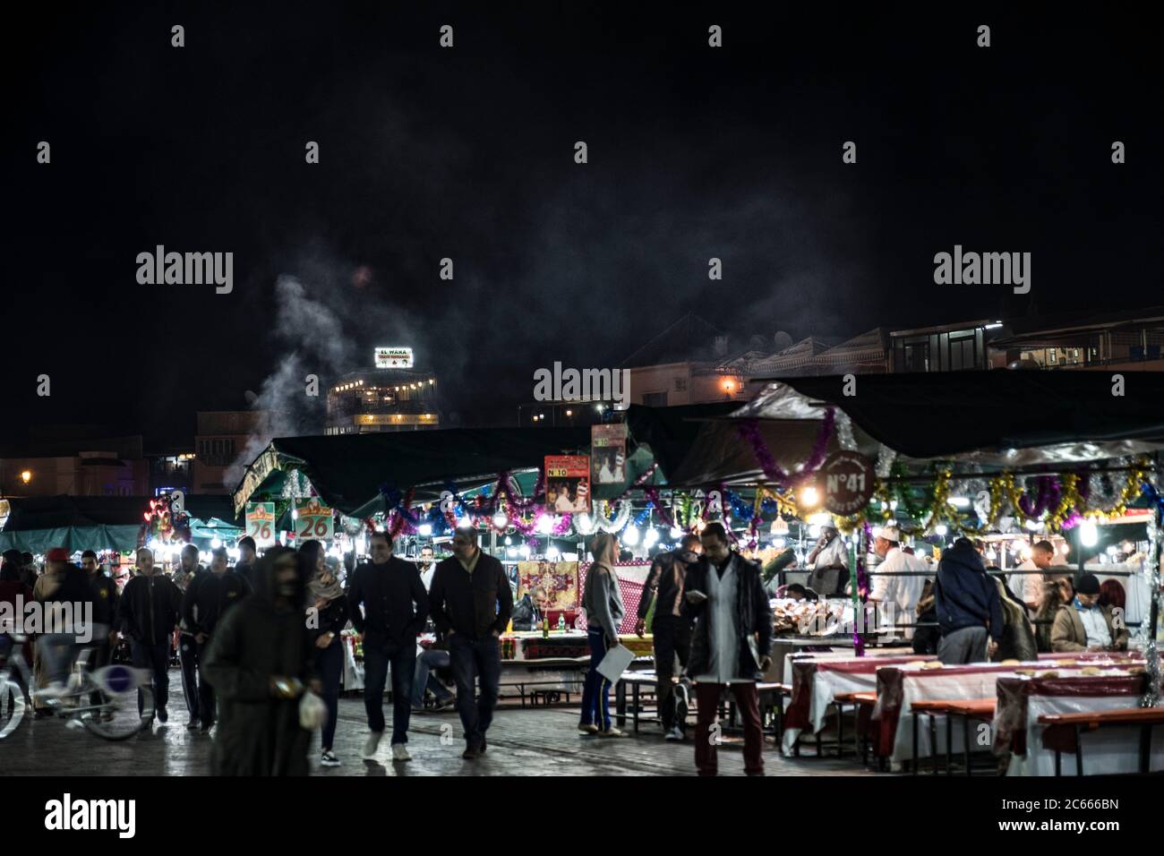 Night market Djemaa-el-Fna in Marrakech, Morocco Stock Photo - Alamy
