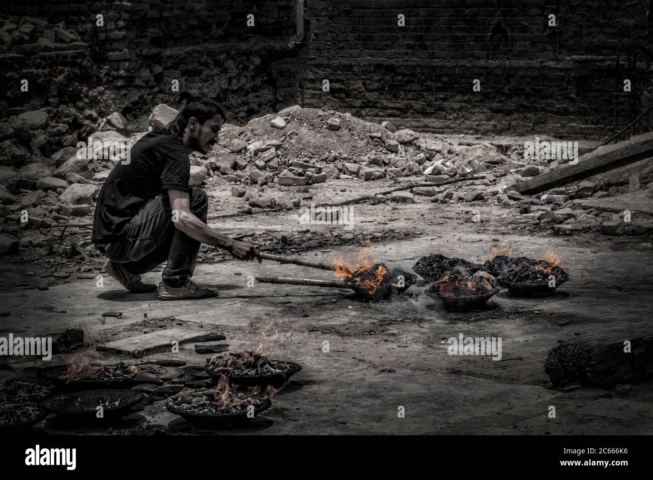 Believer ignites fire at swayambhunath temple near kathmandu in nepal ...