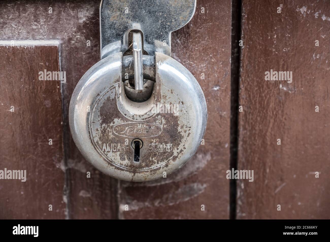 Padlock on door in swayambhunath temple near kathmandu in nepal hi-res ...
