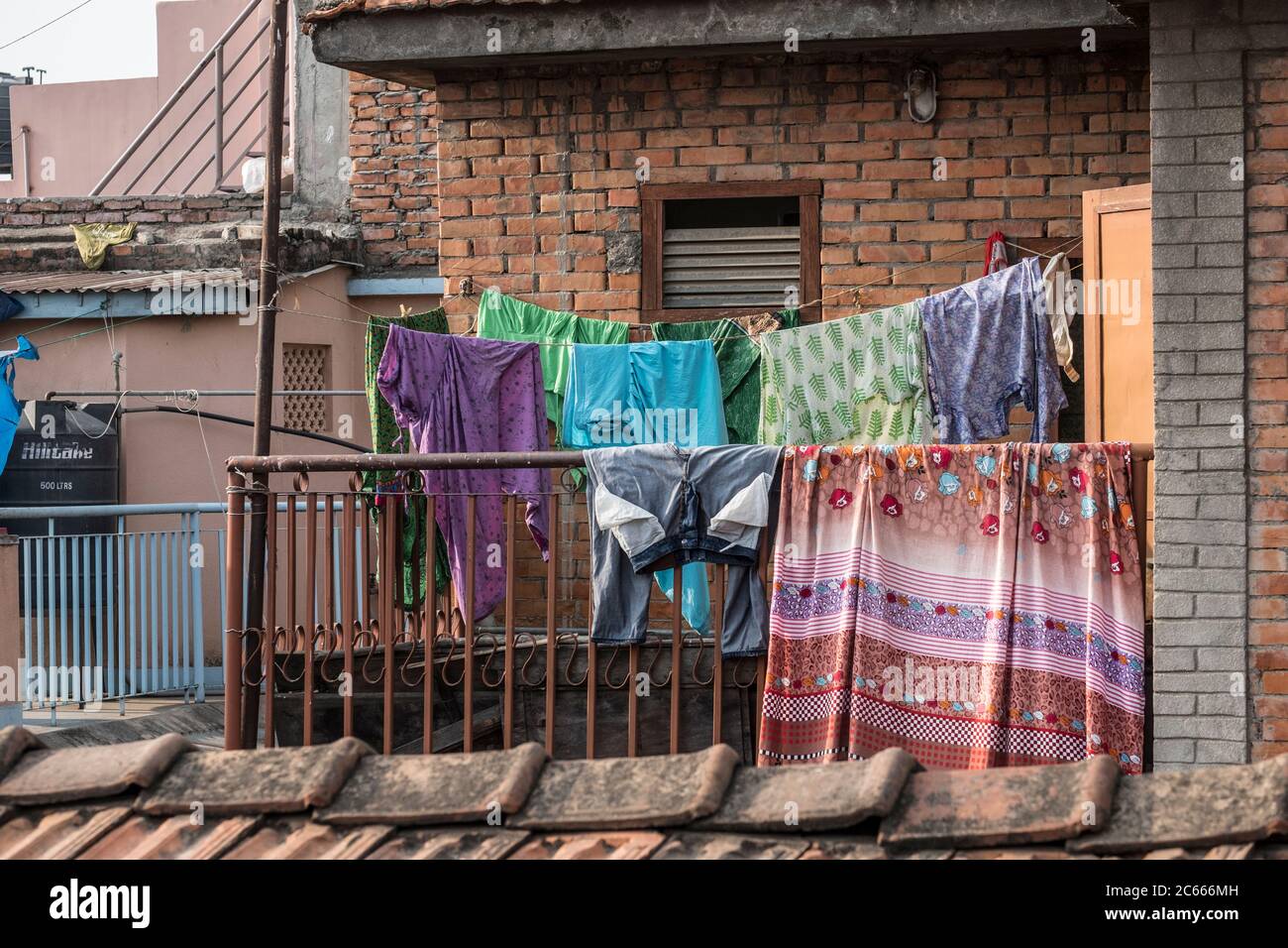 Clothes for drying on terrace hi-res stock photography and images - Alamy