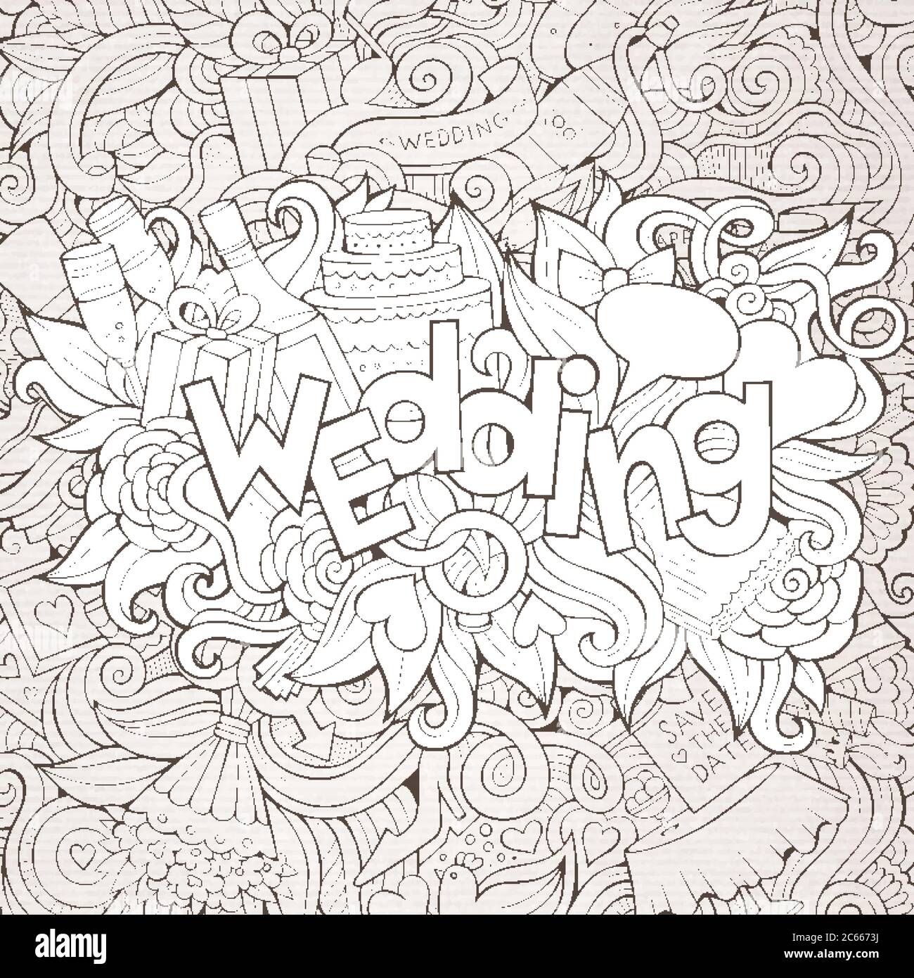 Wedding hand lettering and doodles elements sketch Stock Vector Image ...