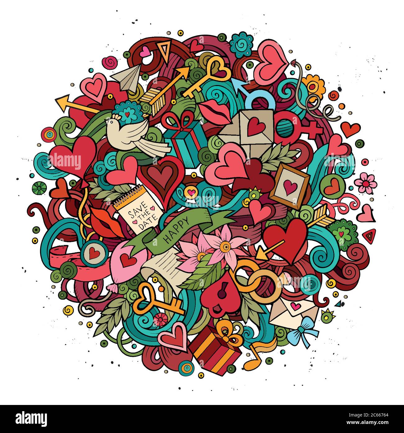 Cartoon vector hand drawn Doodle Love illustration Stock Vector Image ...