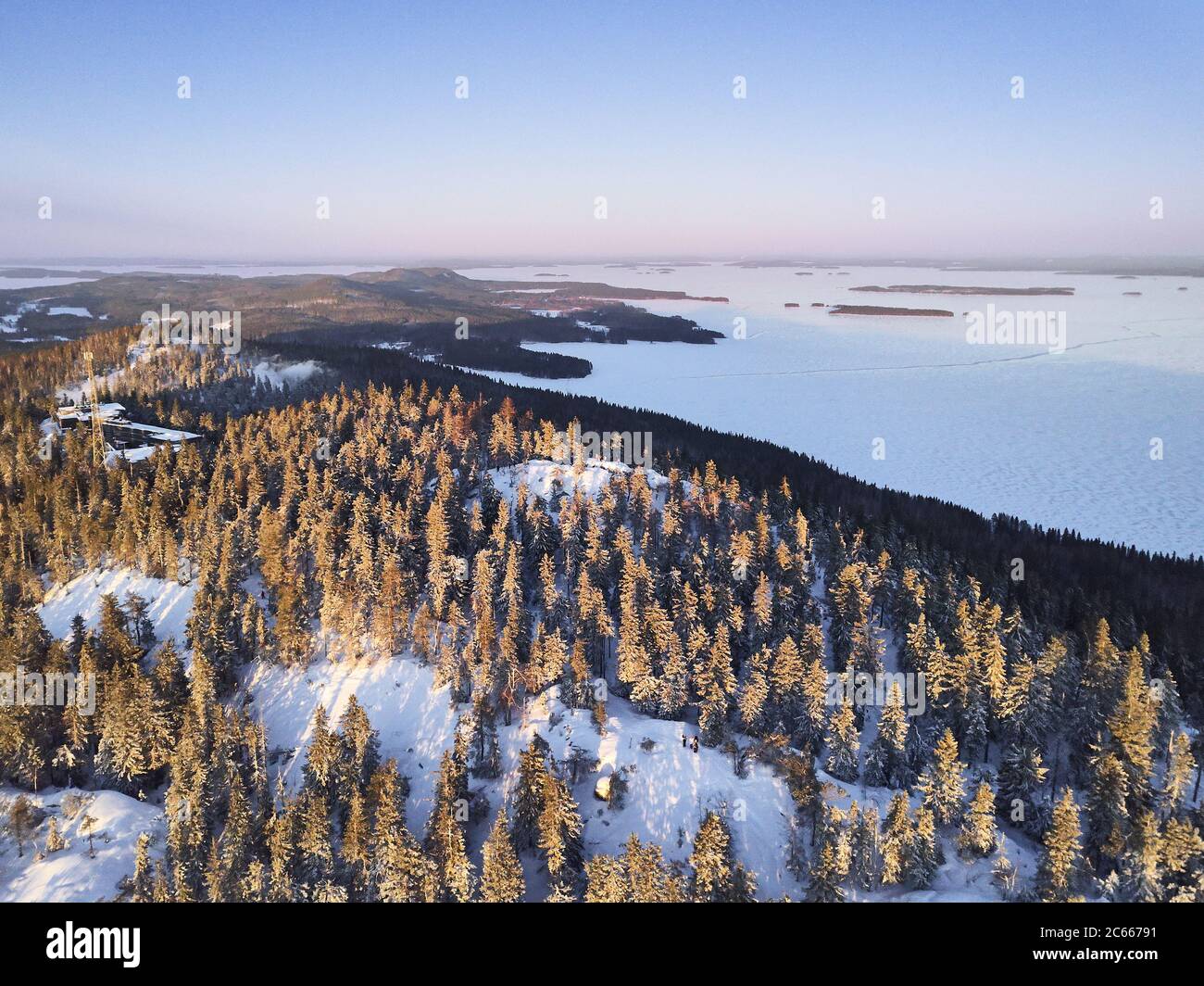 Aerial view of Hill Ukko in the National Park Koli Finland Stock Photo ...