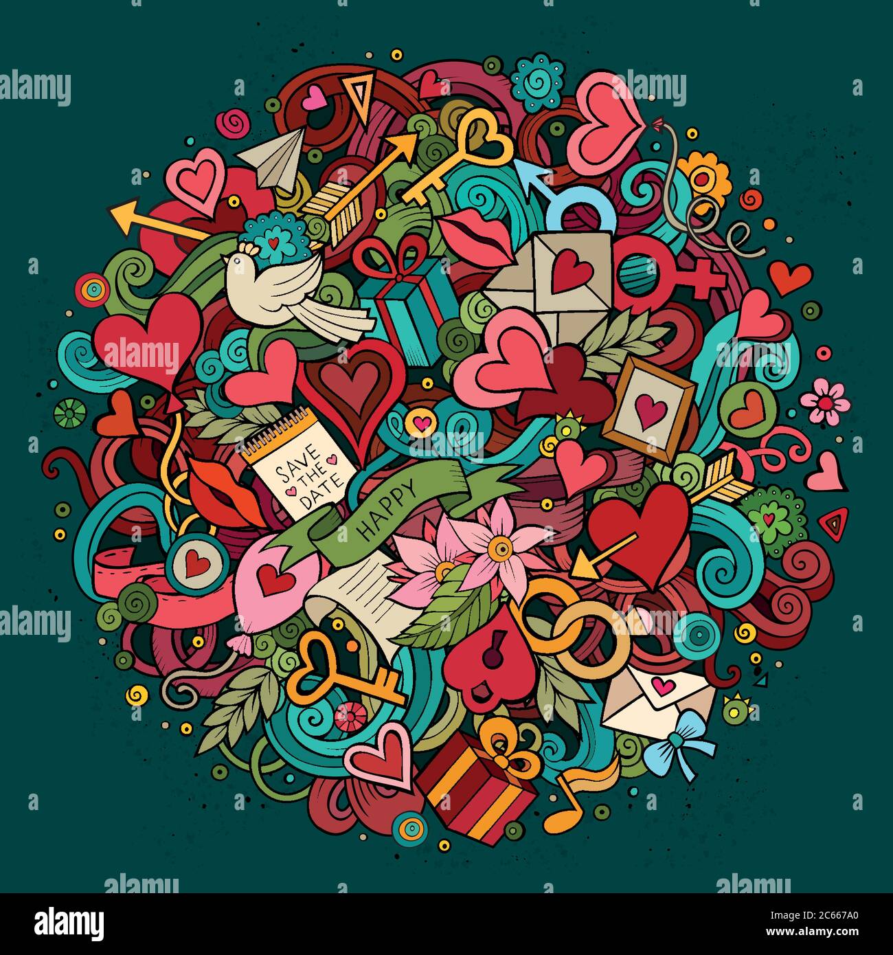Cartoon vector hand drawn Doodle Love illustration Stock Vector Image ...