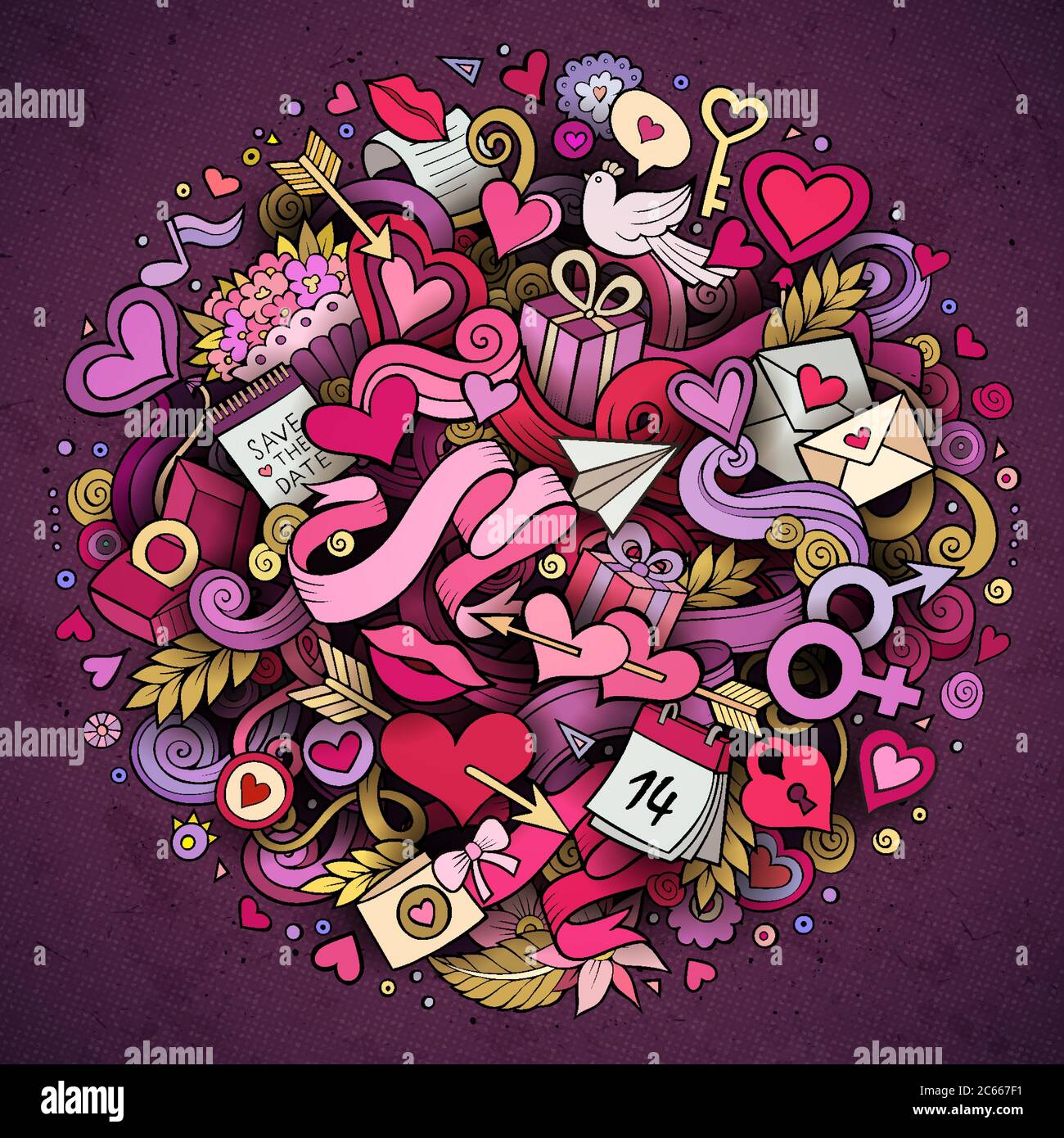 Cartoon vector hand drawn Doodle Love illustration Stock Vector Image ...