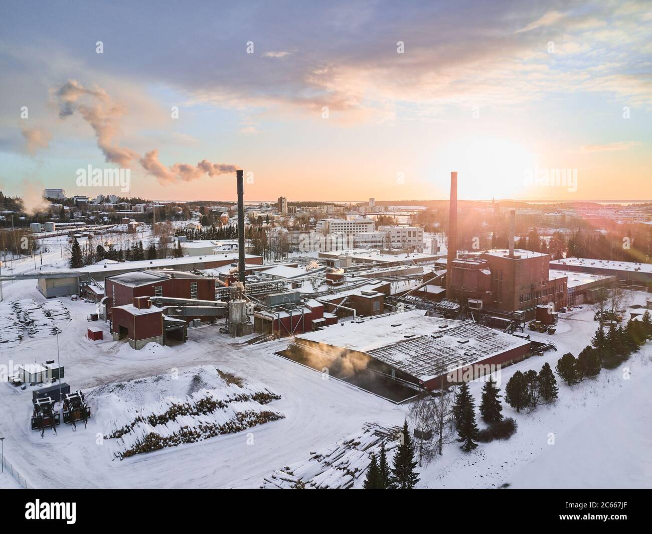 Aerial view of plywood factory in Joensuu, Finland Stock Photo - Alamy