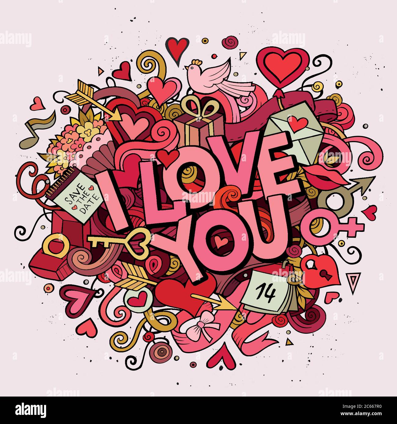 Cartoon vector hand drawn Doodle Love illustration Stock Vector Image ...