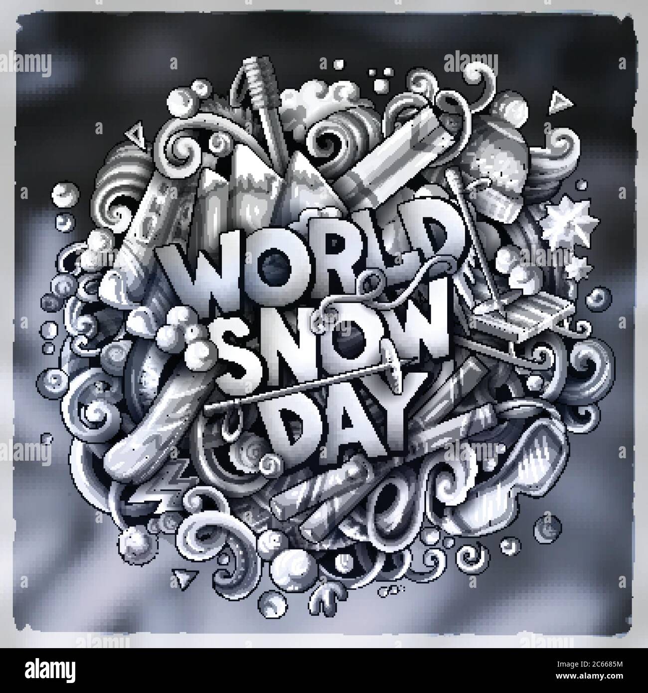 World Snow Day hand drawn cartoon doodles illustration Stock Vector ...