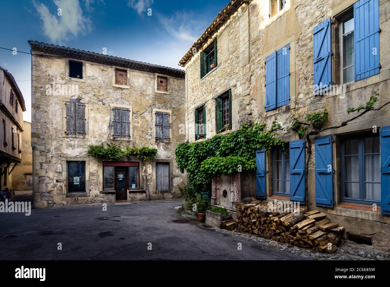 Village centre of Lagrasse, Plus beaux villages de France Stock Photo ...