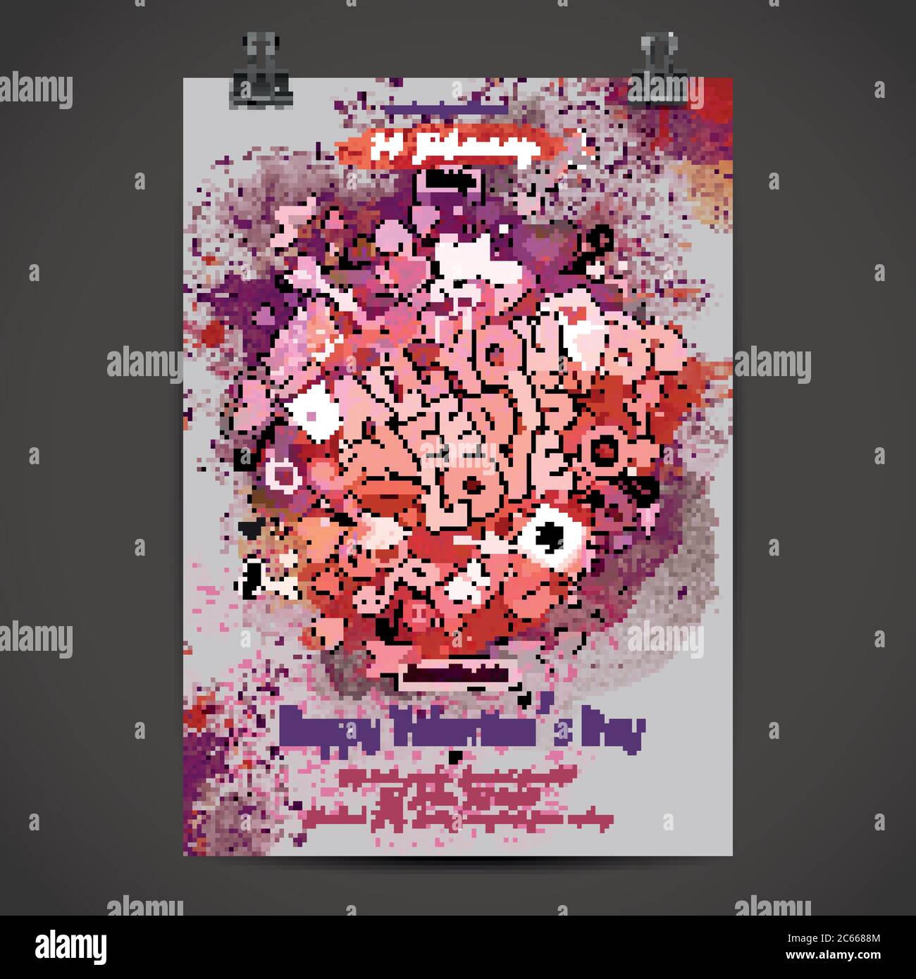 Cartoon vector hand drawn paint Love party poster Stock Vector Image ...