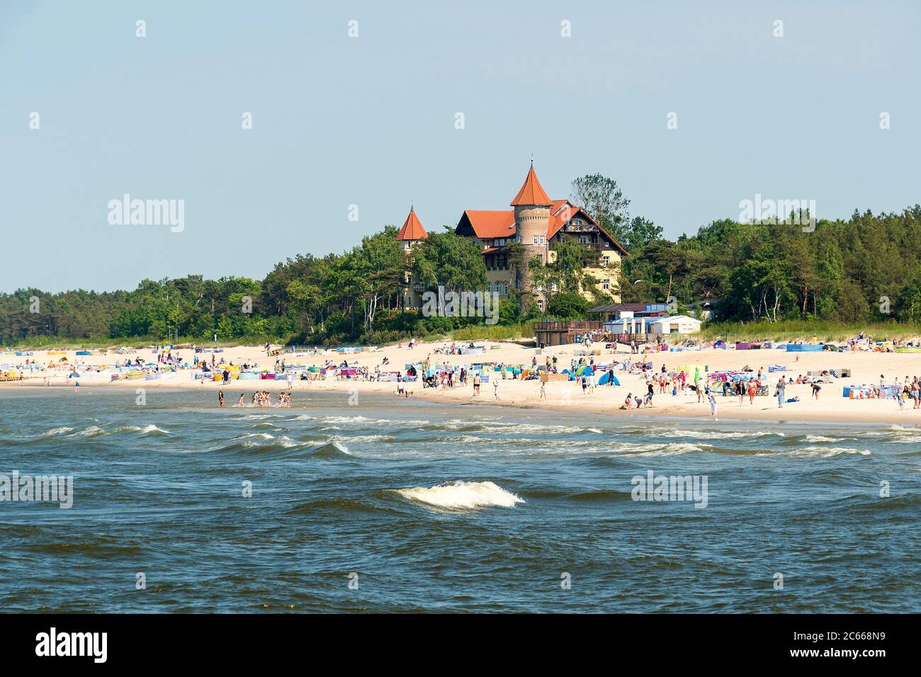 Poland, Baltic seaside resort Leba, beach, Hotel Neptun Stock Photo - Alamy