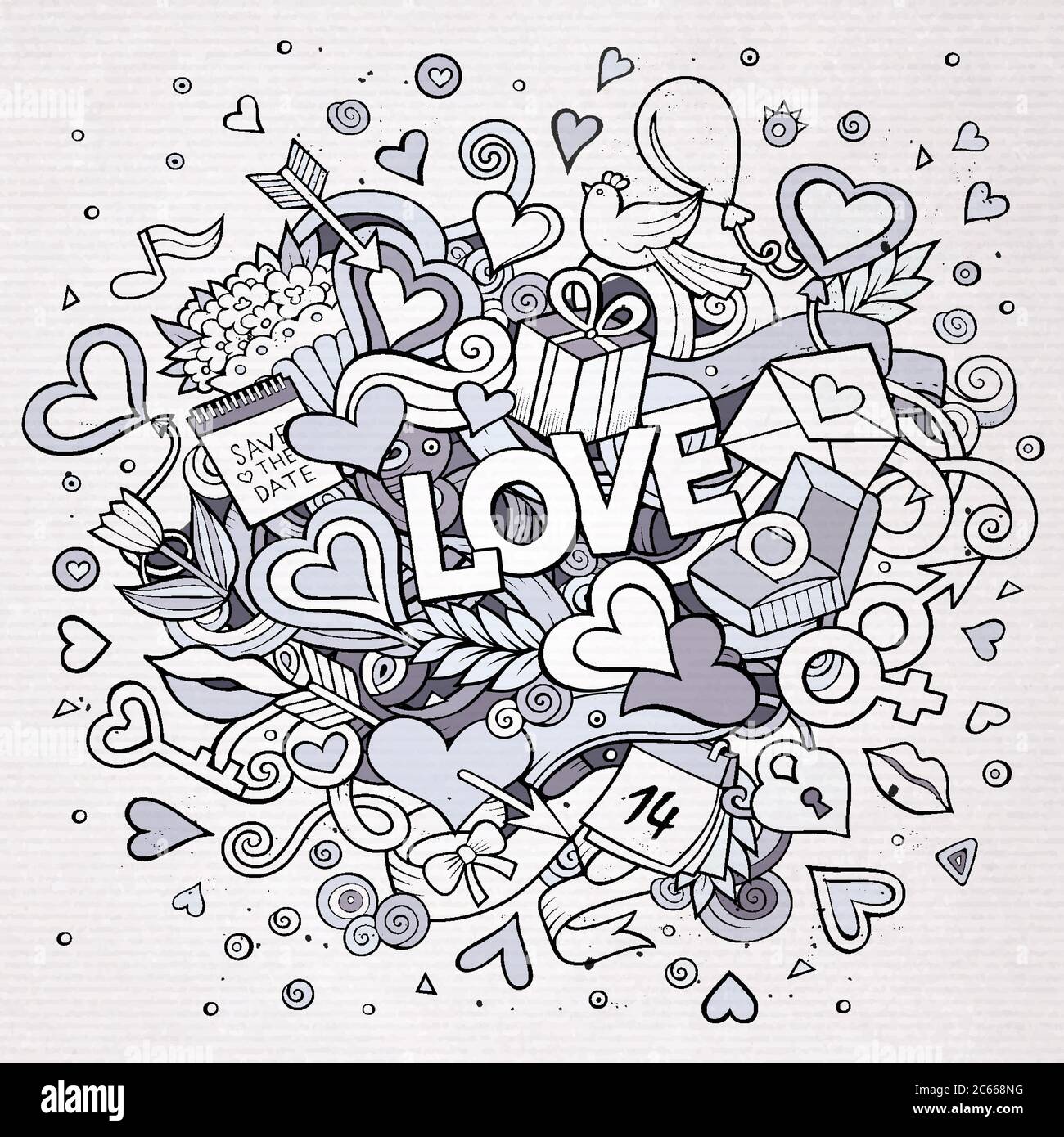 Cartoon vector hand drawn Doodle Love illustration Stock Vector Image ...