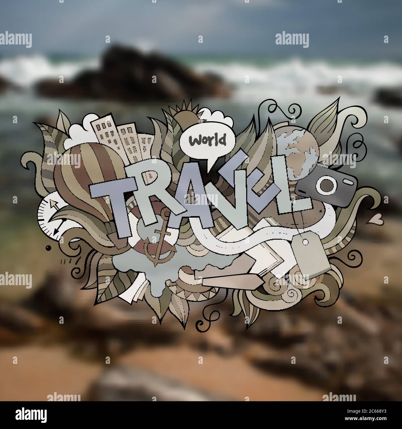 Travel hand lettering and doodles elements Stock Vector Image & Art - Alamy